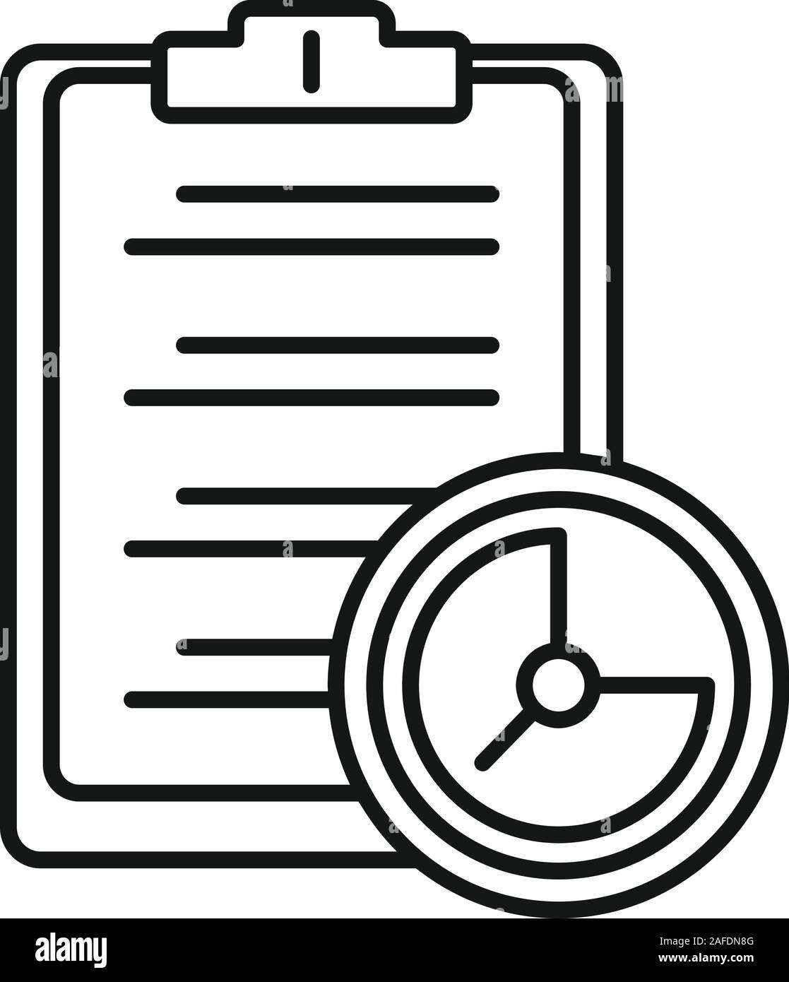 Clipboard time task icon. Outline clipboard time task vector icon for ...