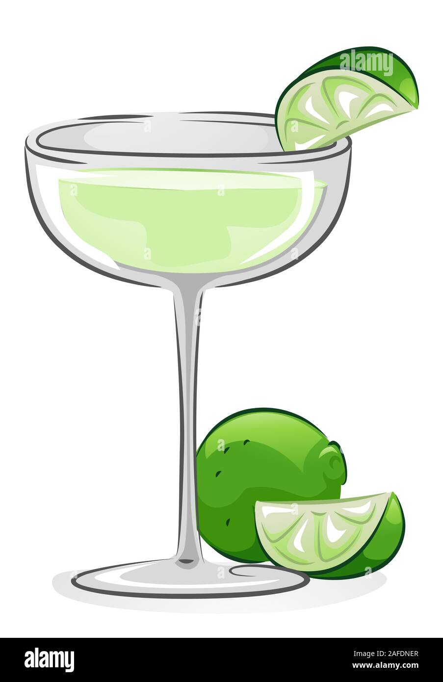 Illustration of a Gimlet Cocktail Drink with Lime Stock Photo - Alamy