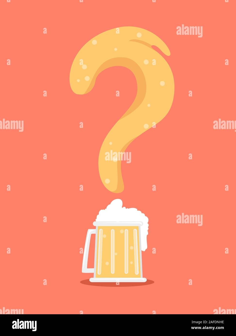 Illustration of a Mug of Beer and Question Mark Stock Photo - Alamy