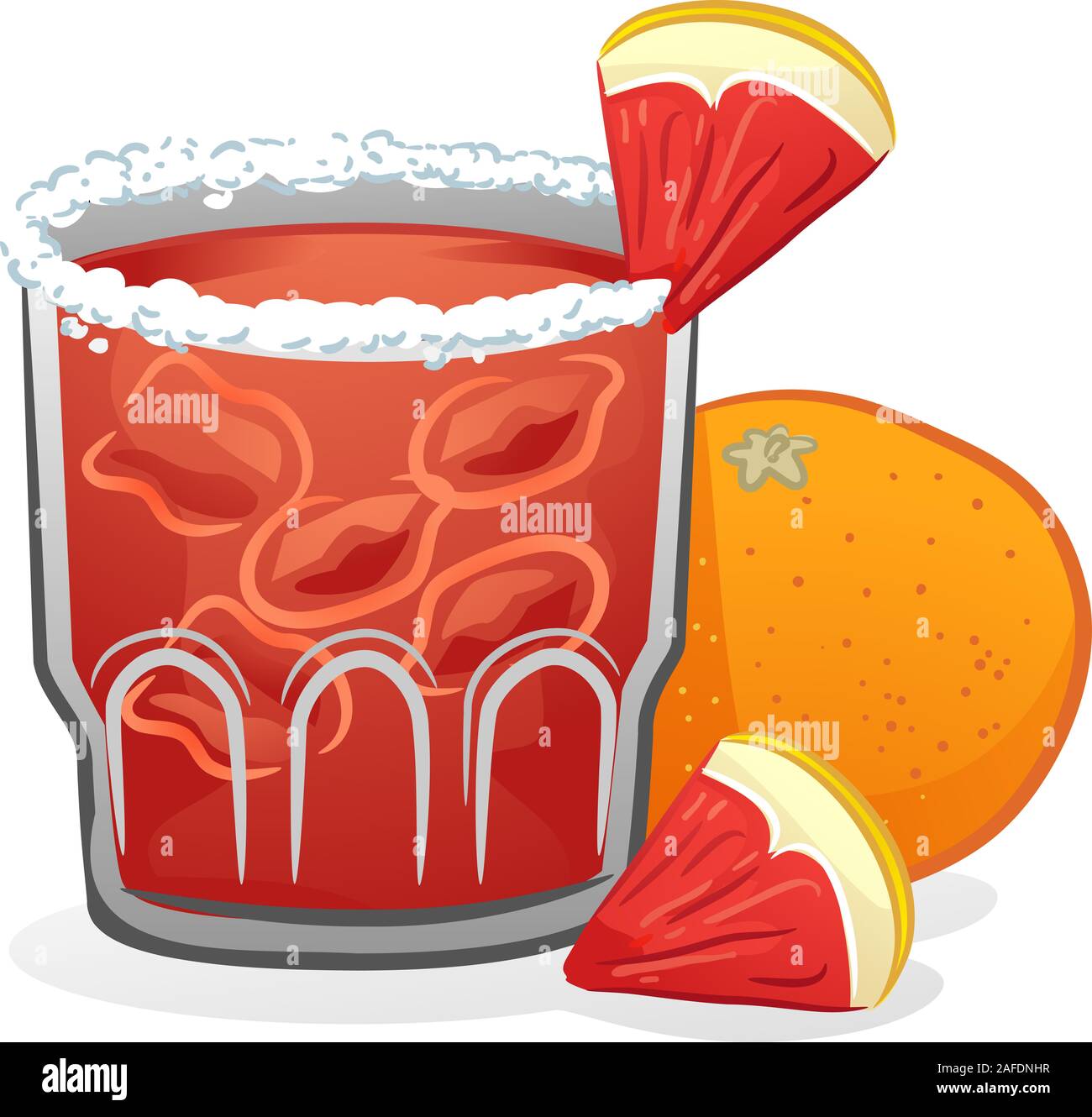Illustration of a Glass of Salty Dog Drink with Salted Rim and ...