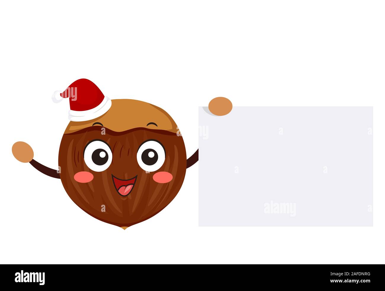 Illustration of a Chestnut Mascot Wearing a Santa Claus Hat and Holding ...