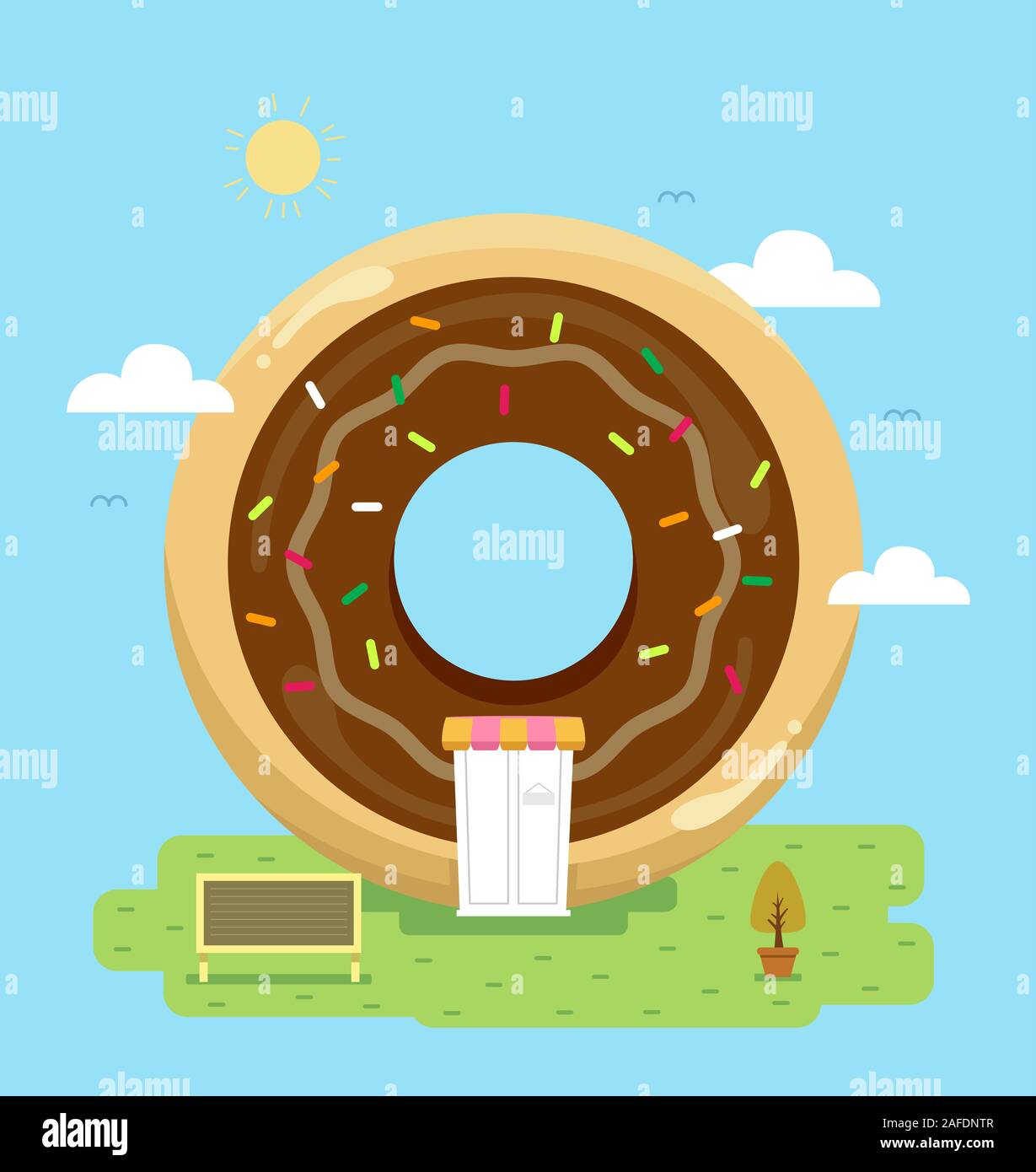 Illustration of a Chocolate Donut with Sprinkles Building Stock Photo ...