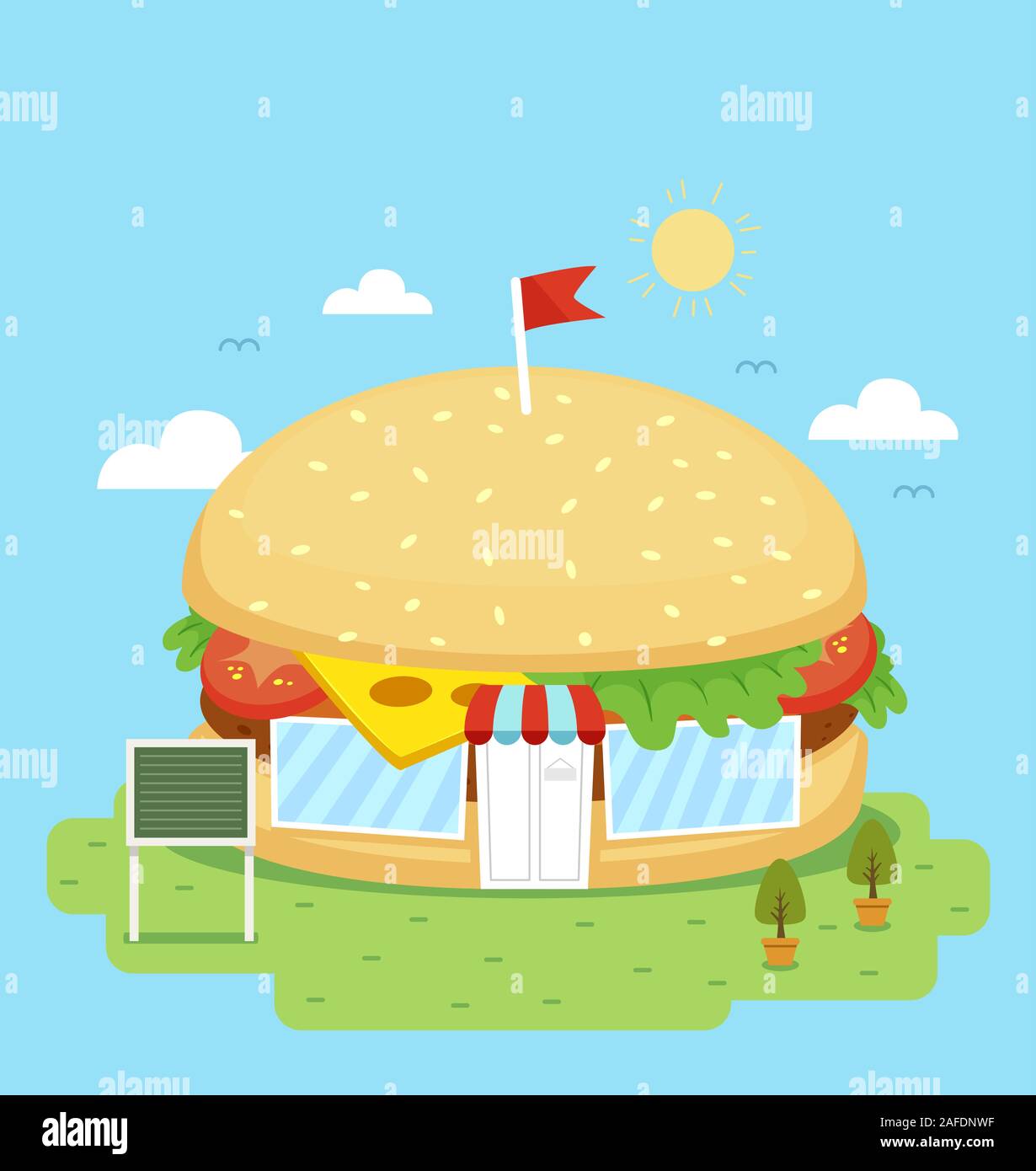 Illustration of a Hamburger Store Stock Photo - Alamy