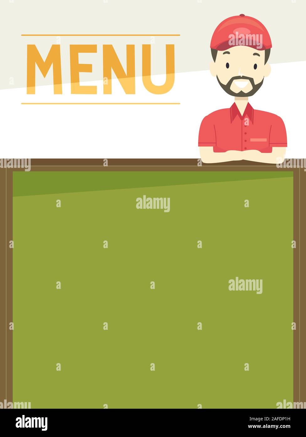 Illustration of a Man with a Blank Menu Board Stock Photo - Alamy