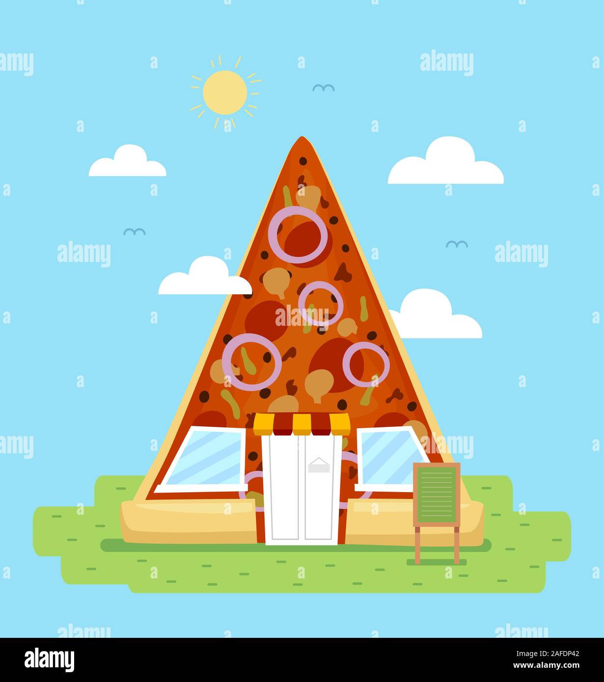 Illustration of a Slice of Pizza Store Stock Photo - Alamy