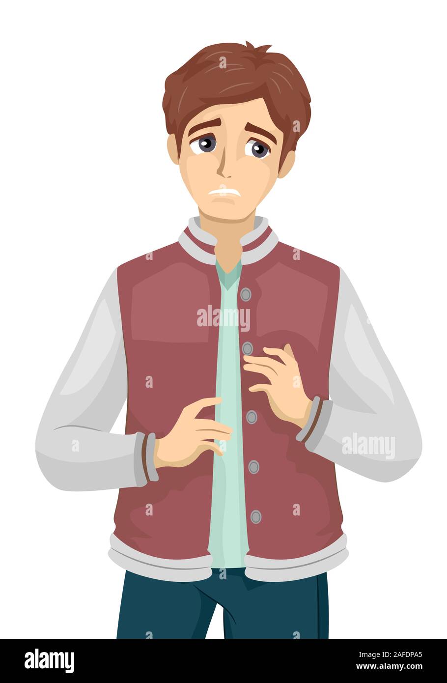 Illustration of a Worried and Anxious Teenage Guy Looking to His Right ...