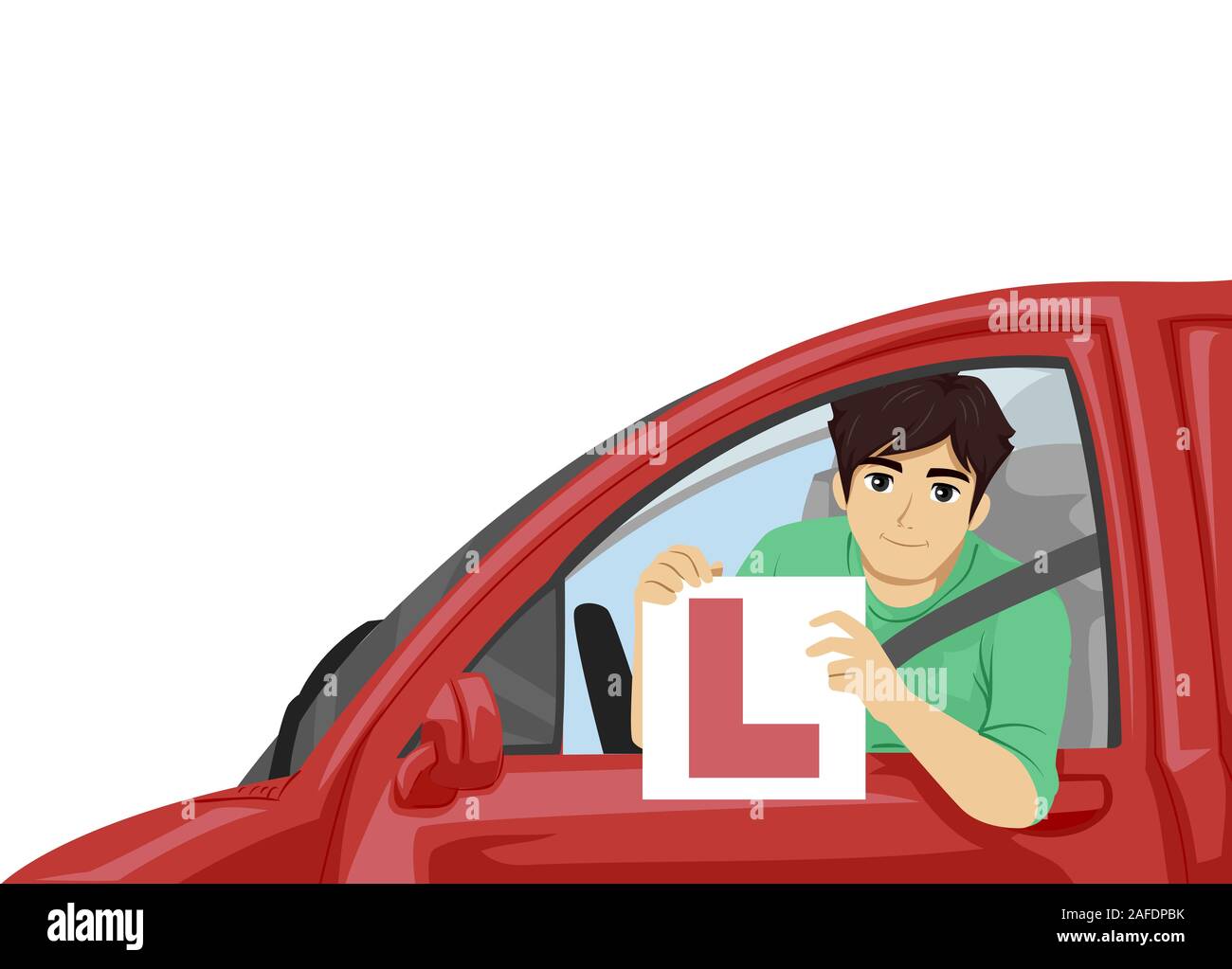 Illustration of a Teenage Guy Holding a Newly Licensed Driver Plate ...