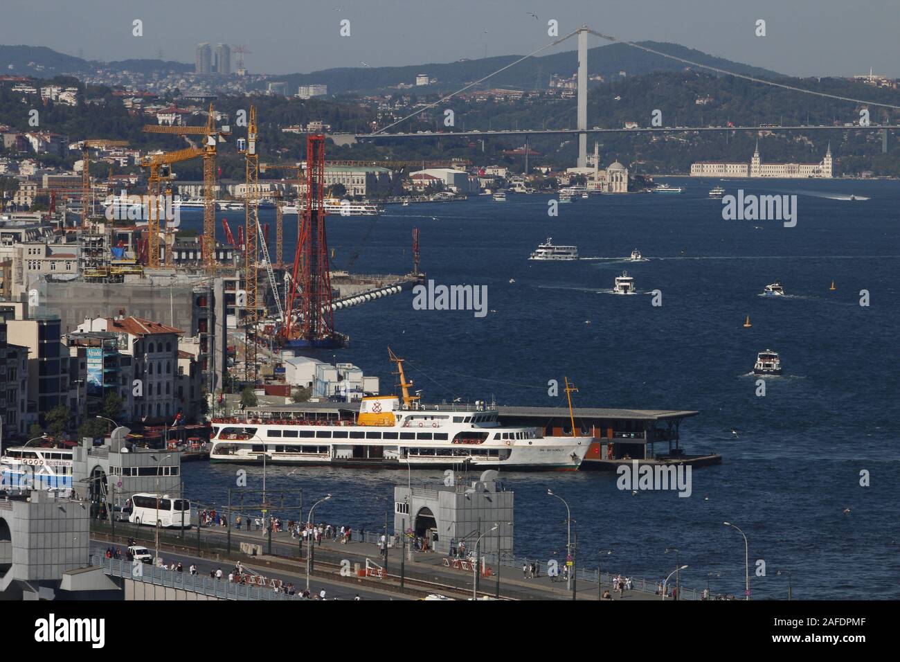 Telephoto high angle view image of construction work at Karakoy ...