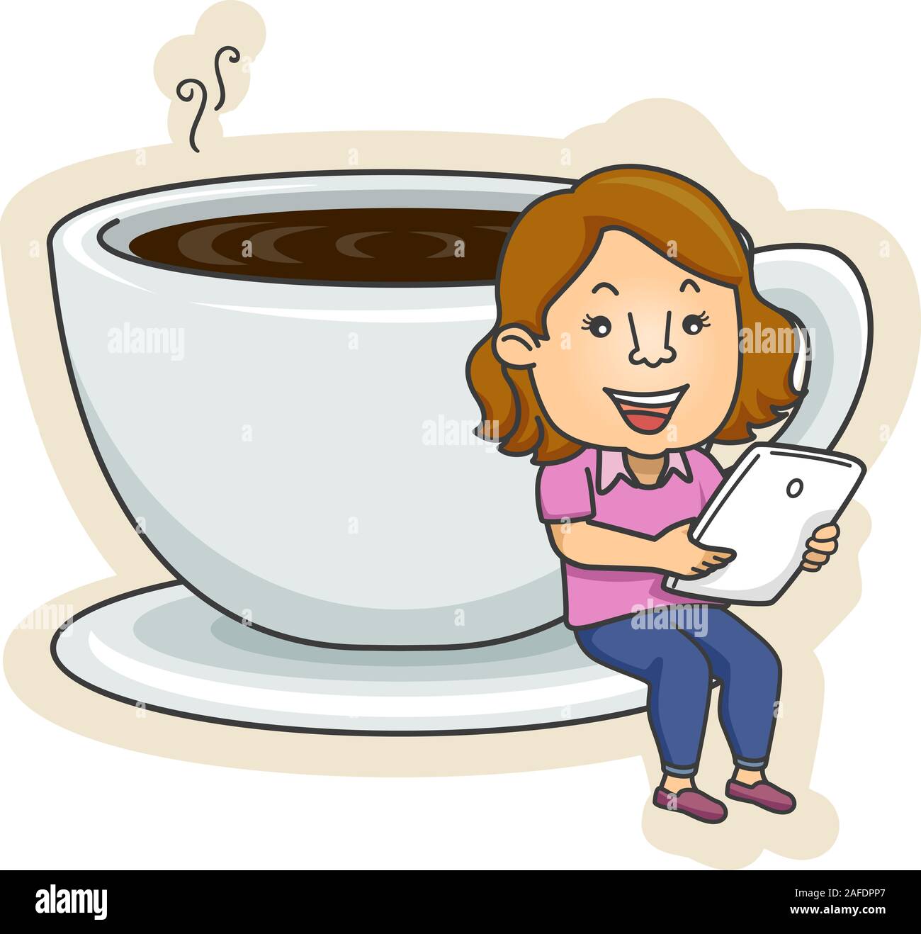 Cartoon woman sitting cup coffee hi-res stock photography and images ... Cartoon woman sitting cup coffee hi-res stock photography and images ...