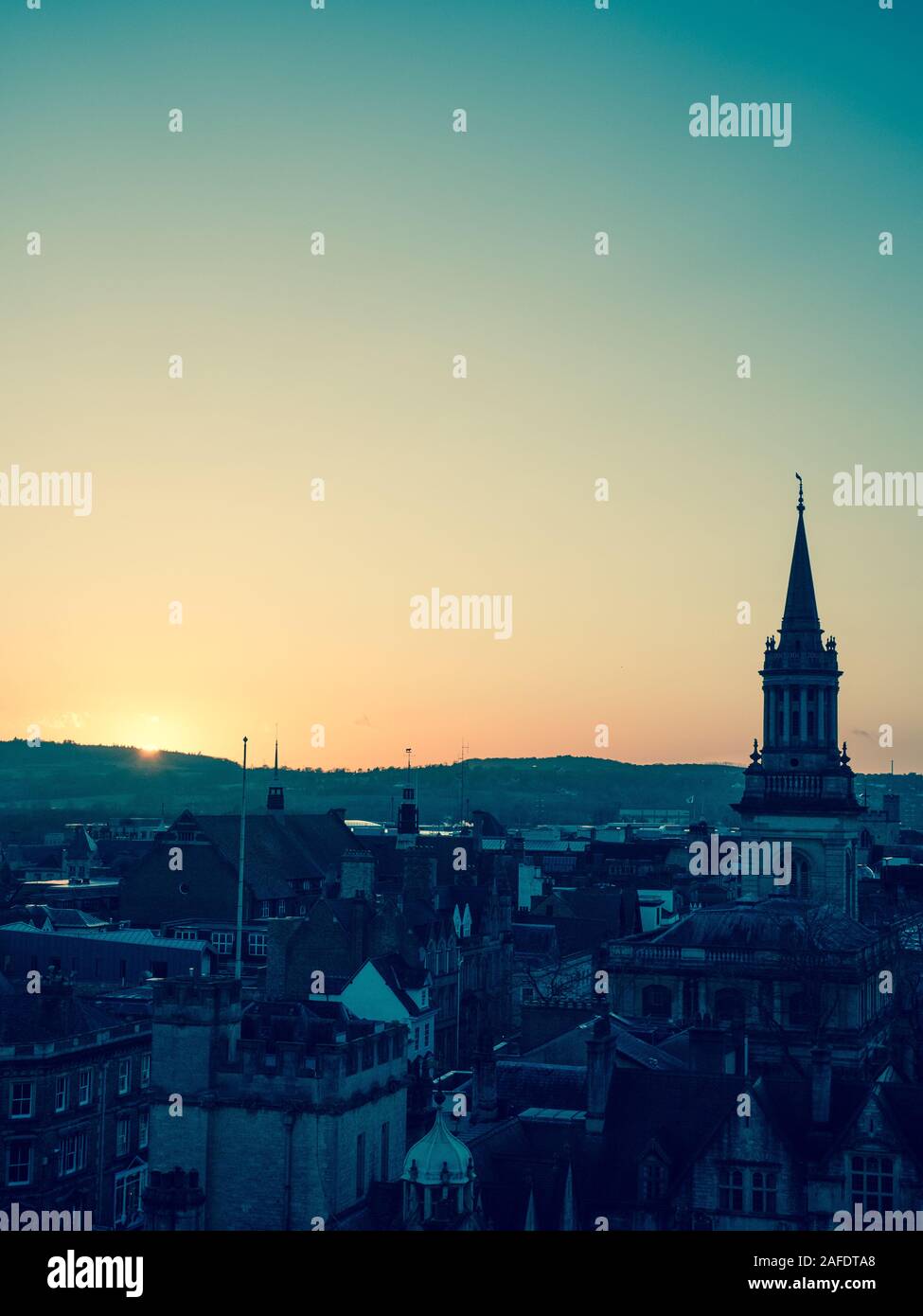 Oxford Sunset, All Saints Church Spire, Library of Lincoln College ...