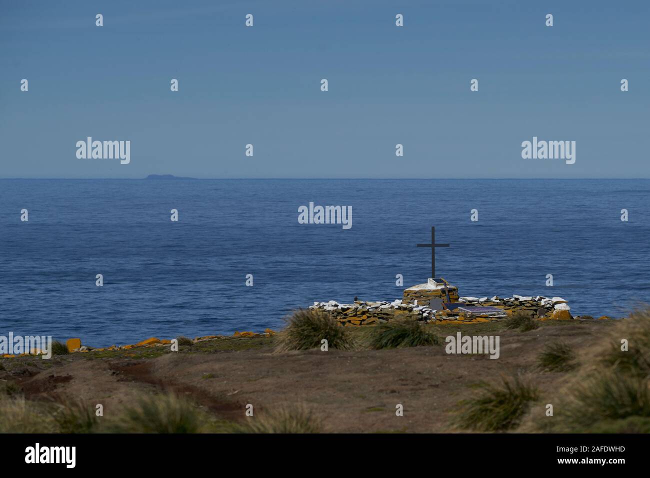Memorial to HMS Sheffield, a Type 42 destroyer, which sank off the ...