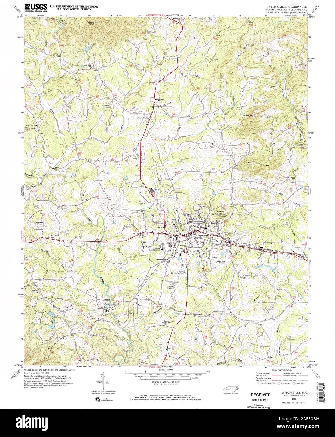 USGS TOPO Map North Carolina NC Taylorsville 164692 1970 24000 ...