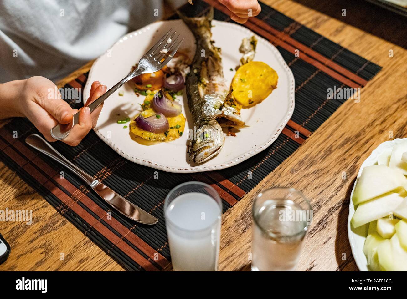 Turkish Bluefish with Raki / Lufer Fish. Traditional Seafood Stock ...