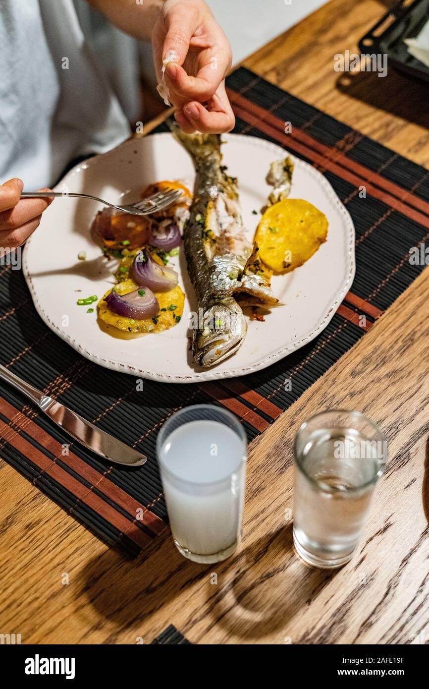 Turkish Bluefish with Raki / Lufer Fish. Traditional Seafood Stock ...