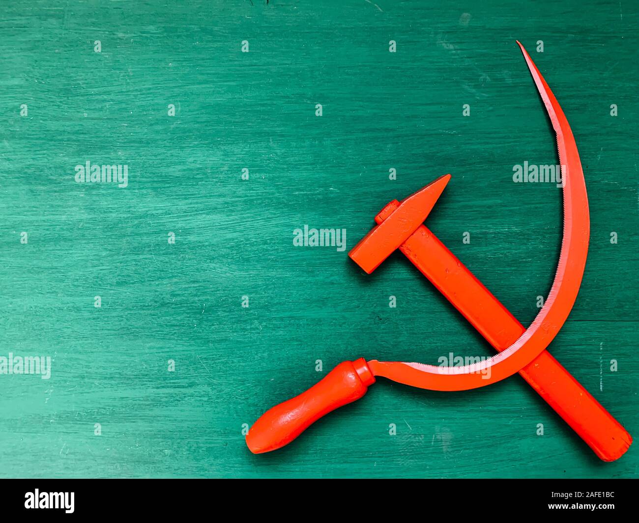 red sickle and hammer Soviet Union symbol of Russia history Stock Photo ...
