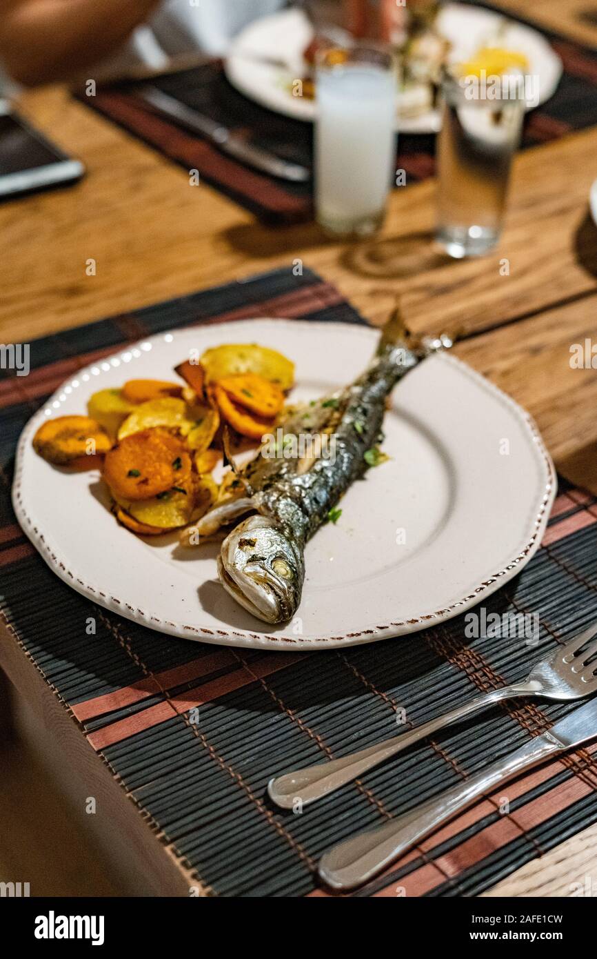 Turkish Bluefish with Raki / Lufer Fish. Traditional Seafood Stock ...