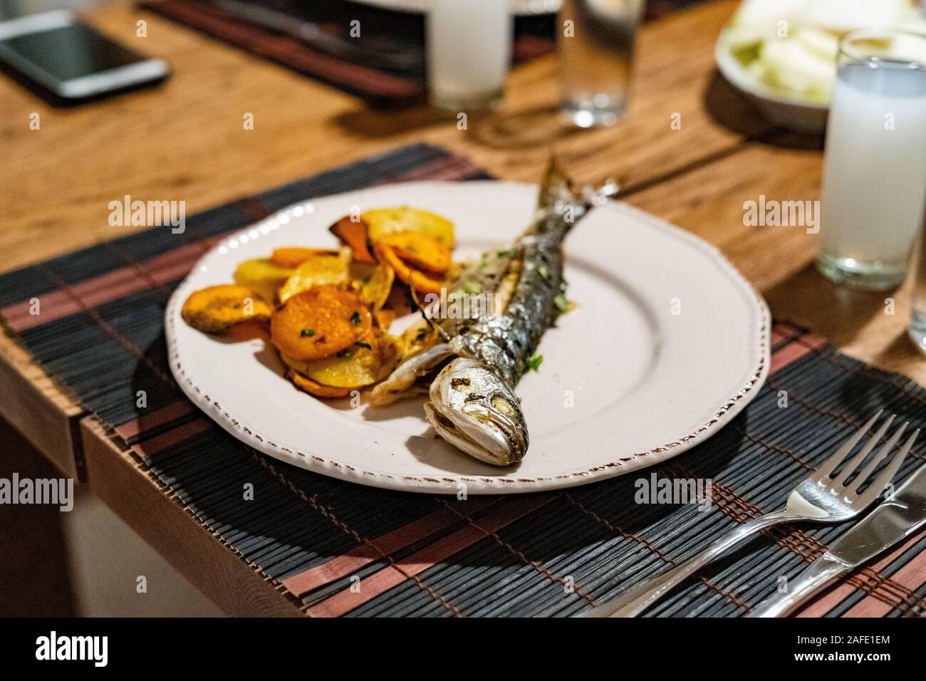 Turkish Bluefish with Raki / Lufer Fish. Traditional Seafood Stock ...