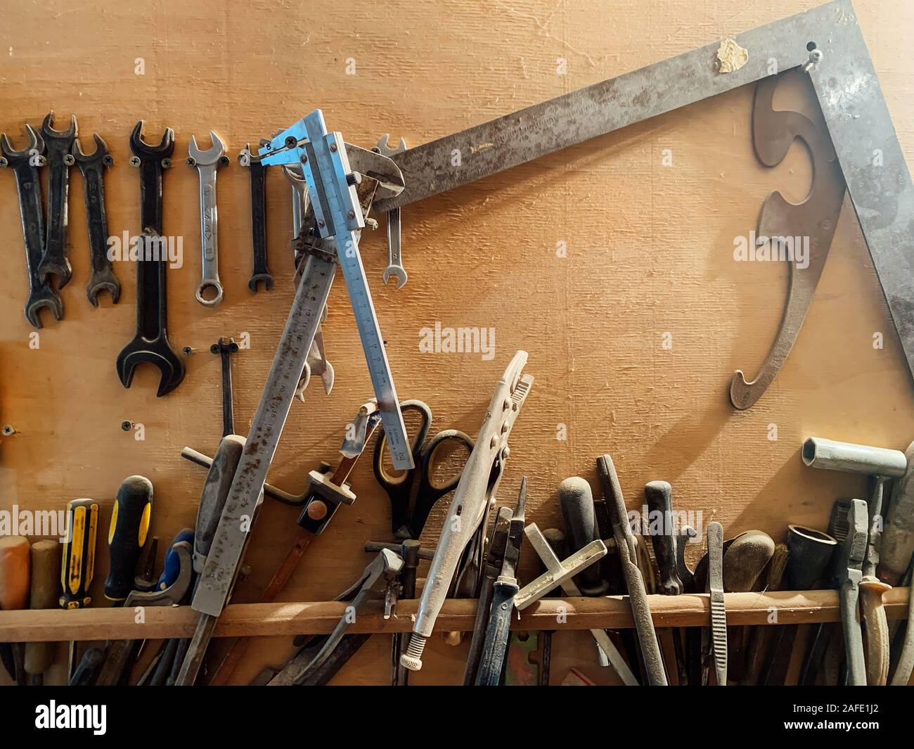 tools to work as a master carpenter mechanic Stock Photo - Alamy