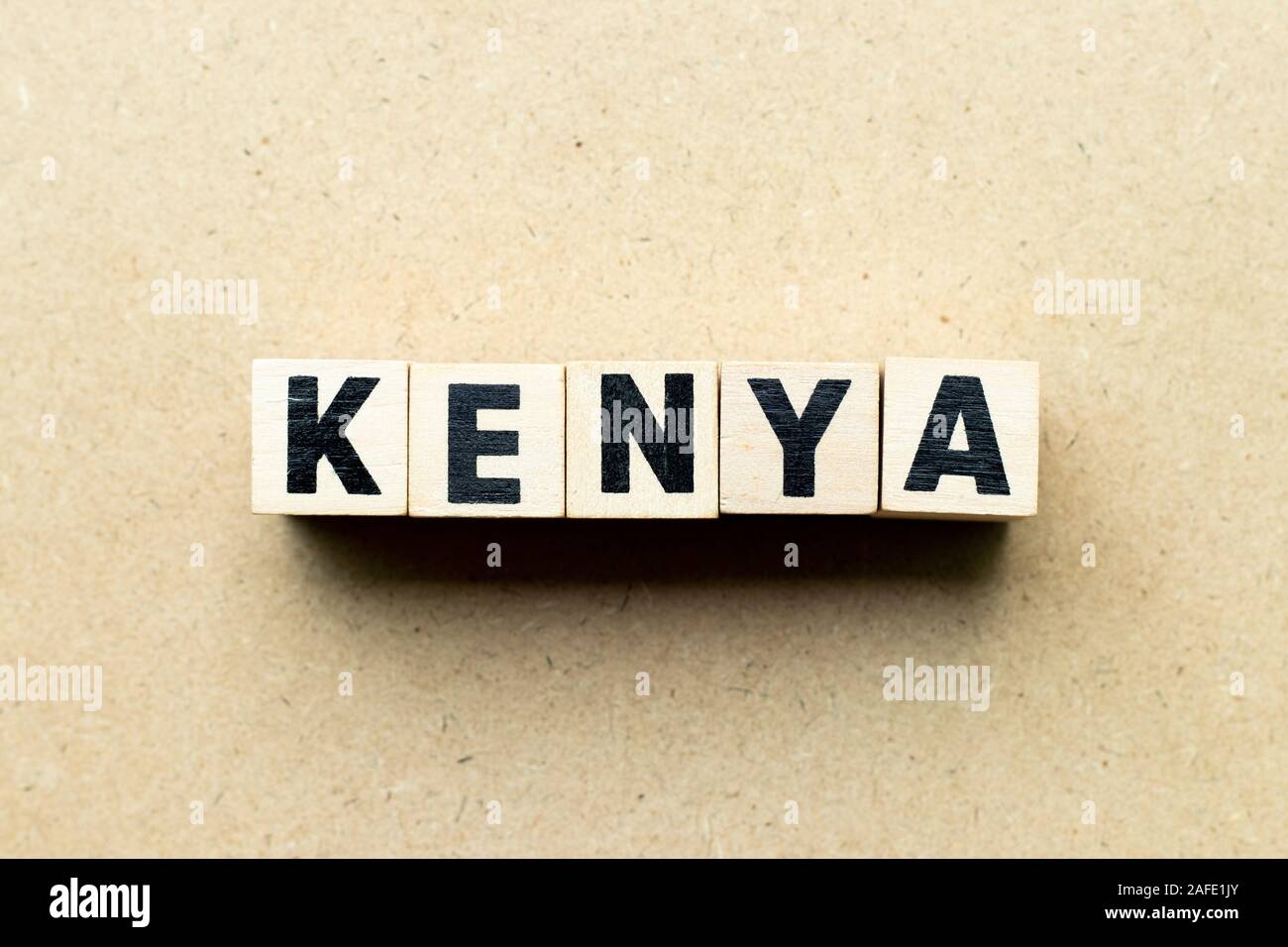 Letter block in word kenya on wood background Stock Photo - Alamy