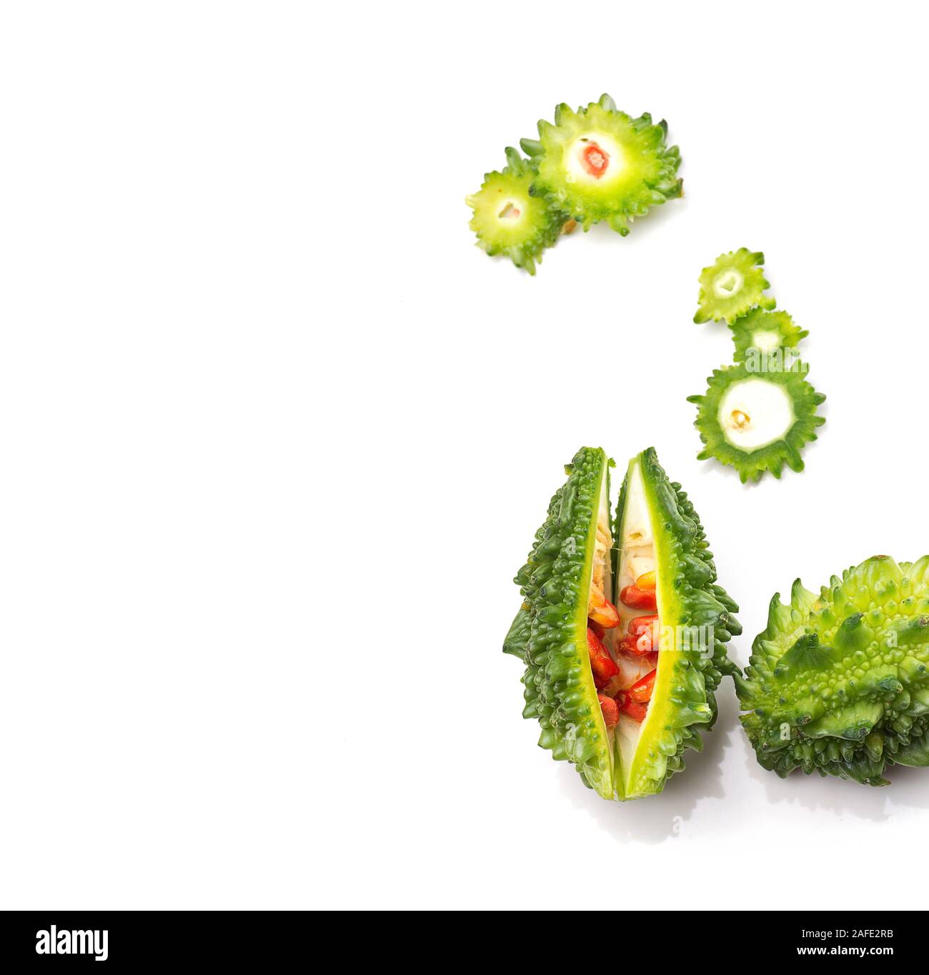 Bitter melon or bitter gourd on white background Stock Photo - Alamy