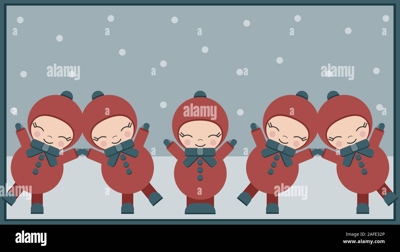 Children playing snow in Stock Vector Images - Alamy