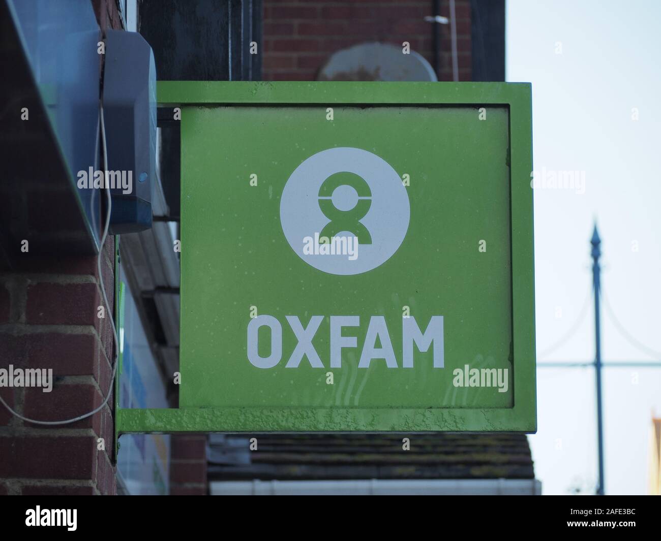 An Oxfam charity shop sign Stock Photo - Alamy