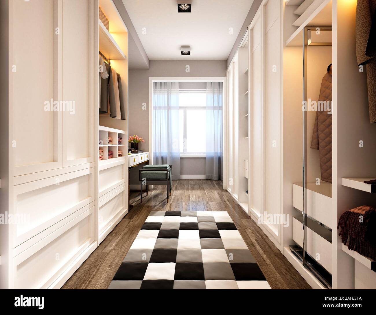 3d render modern bedroom wardrobe Stock Photo - Alamy