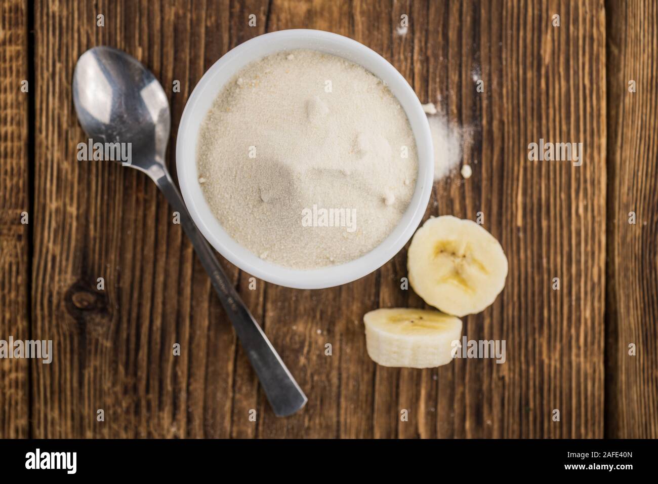 Banana Powder on a vintage background as detailed close-up shot ...