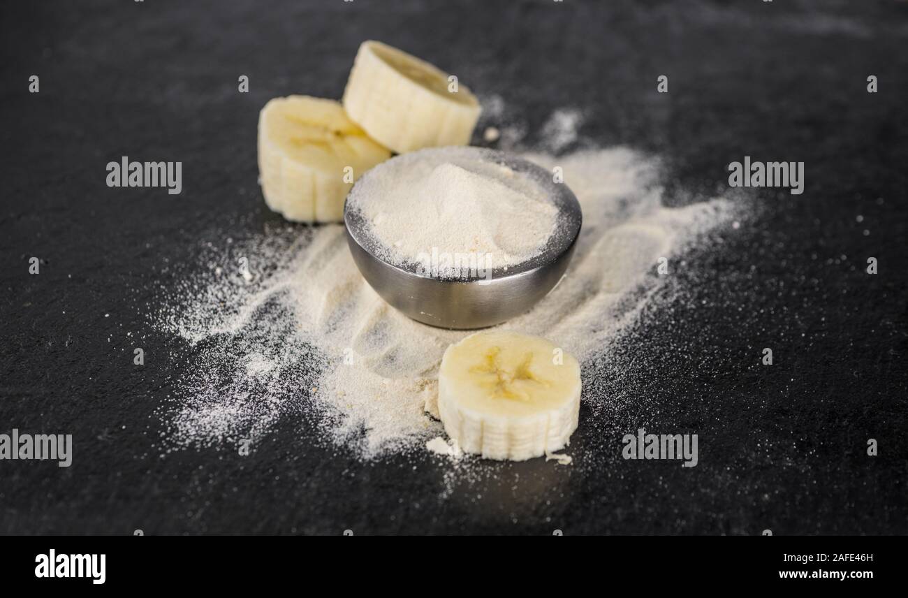 Banana Powder on a vintage background as detailed close-up shot ...