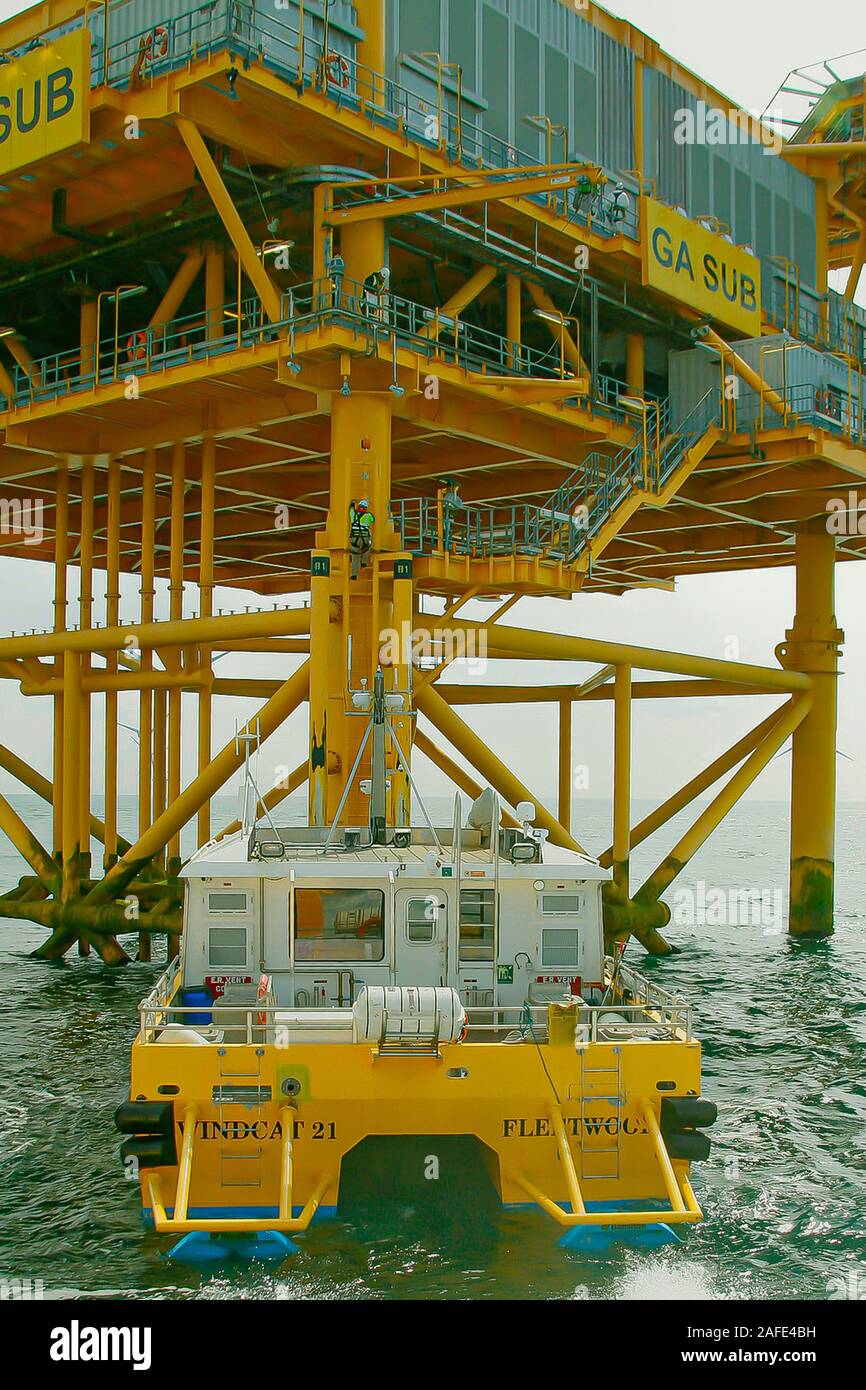 Windcat Workboats crew transfer vessel docked on the #Galloper offshore ...