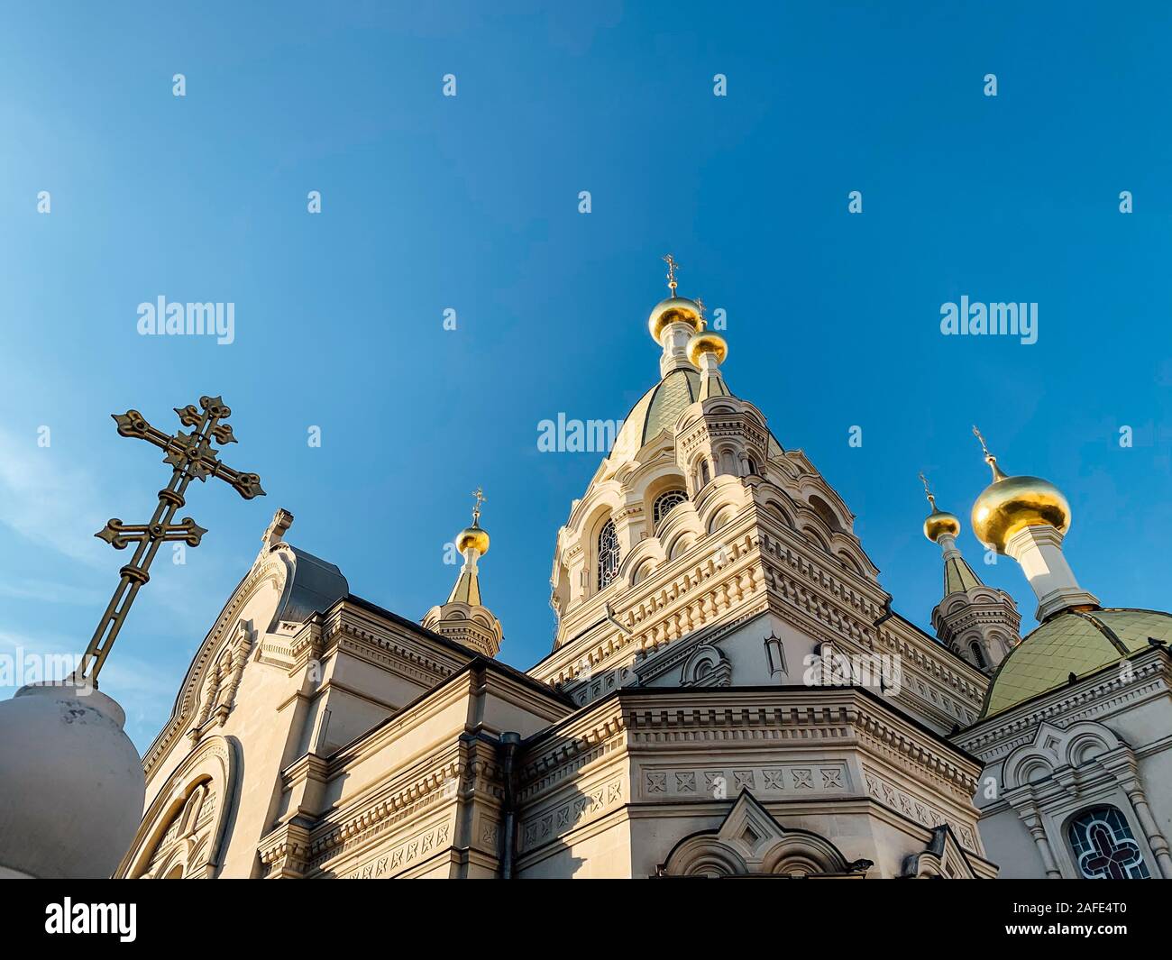 Russian cathedral with crosses faith in the god Christianity Stock ...