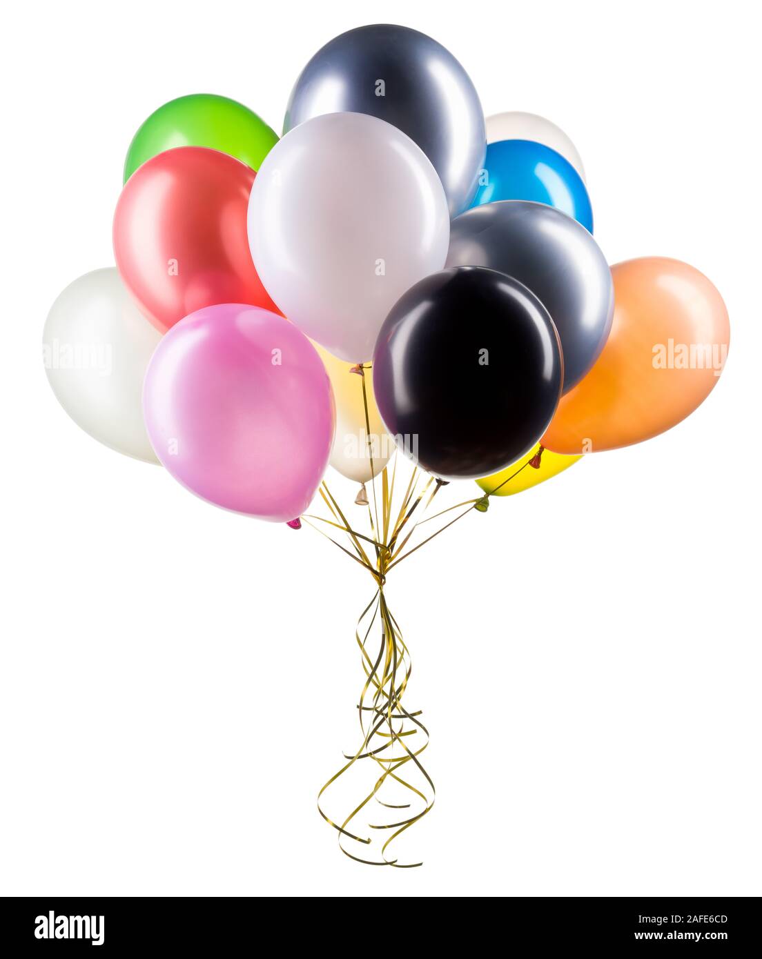 Set of multicolored helium balloons with clipping path. Element of ...