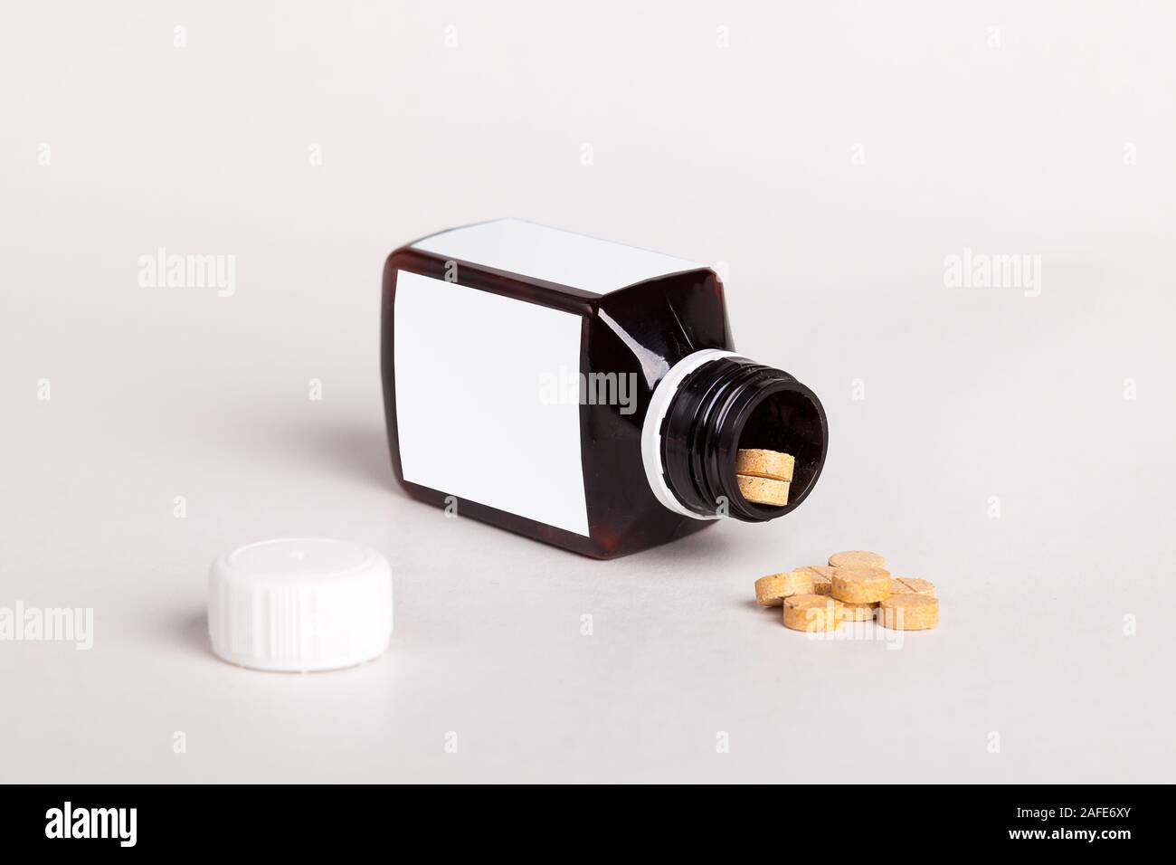 White pills box. Plastic bottles. Drugs box mock-up. Medical blank ...