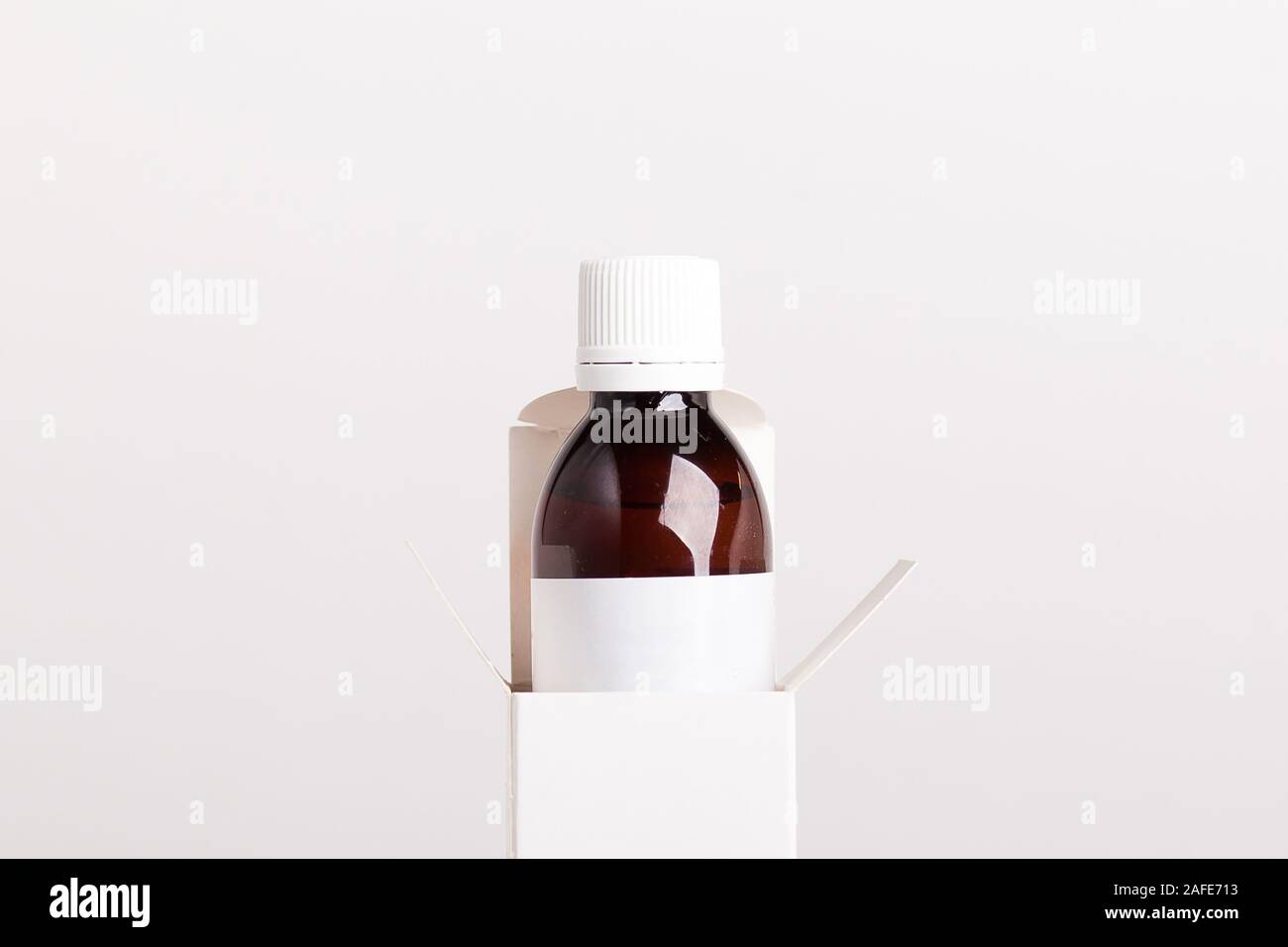 White pills box. Plastic bottles. Drugs box mock-up. Medical blank ...