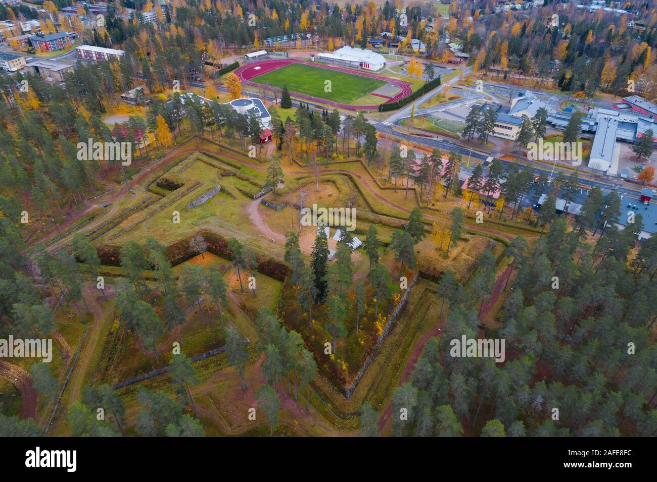 Top view of the central bastion of the ancient Taavetti fortress on an ...