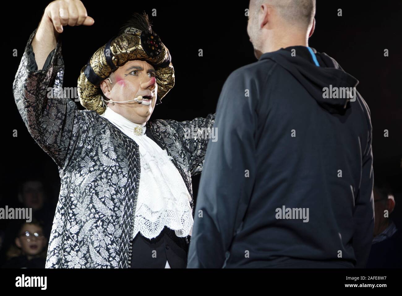 Paris, France. 14th Dec, 2019. Pasha & Morris (clowns) performs during ...