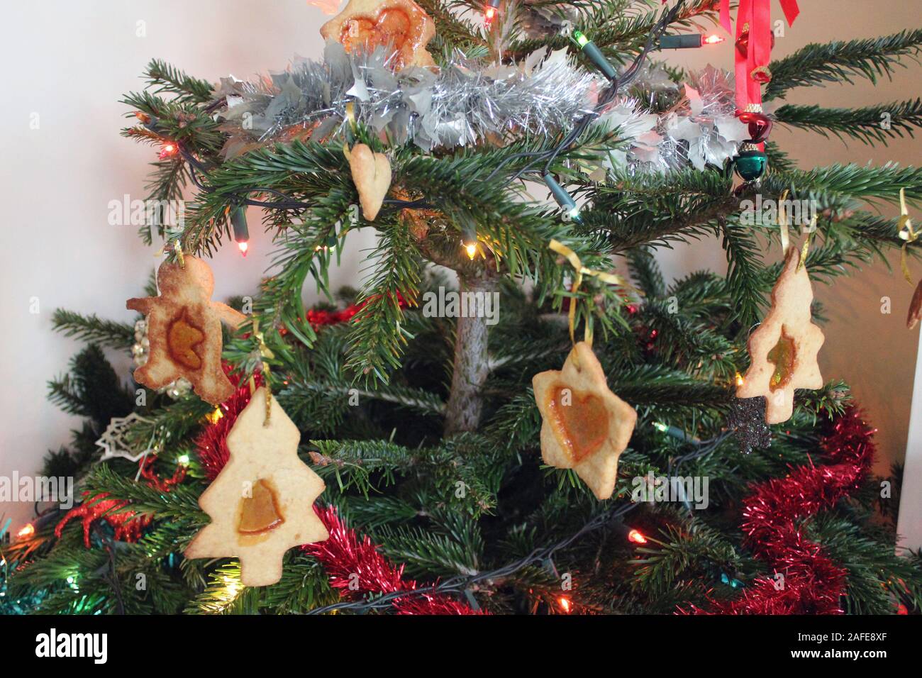 Stained Glass Biscuit Christmas Tree Decoration Stock Photo - Alamy