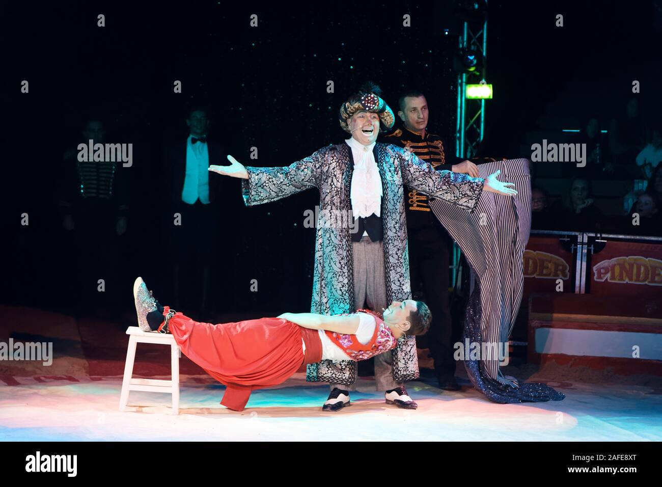 Paris, France. 14th Dec, 2019. Pasha & Morris (clowns) performs during ...