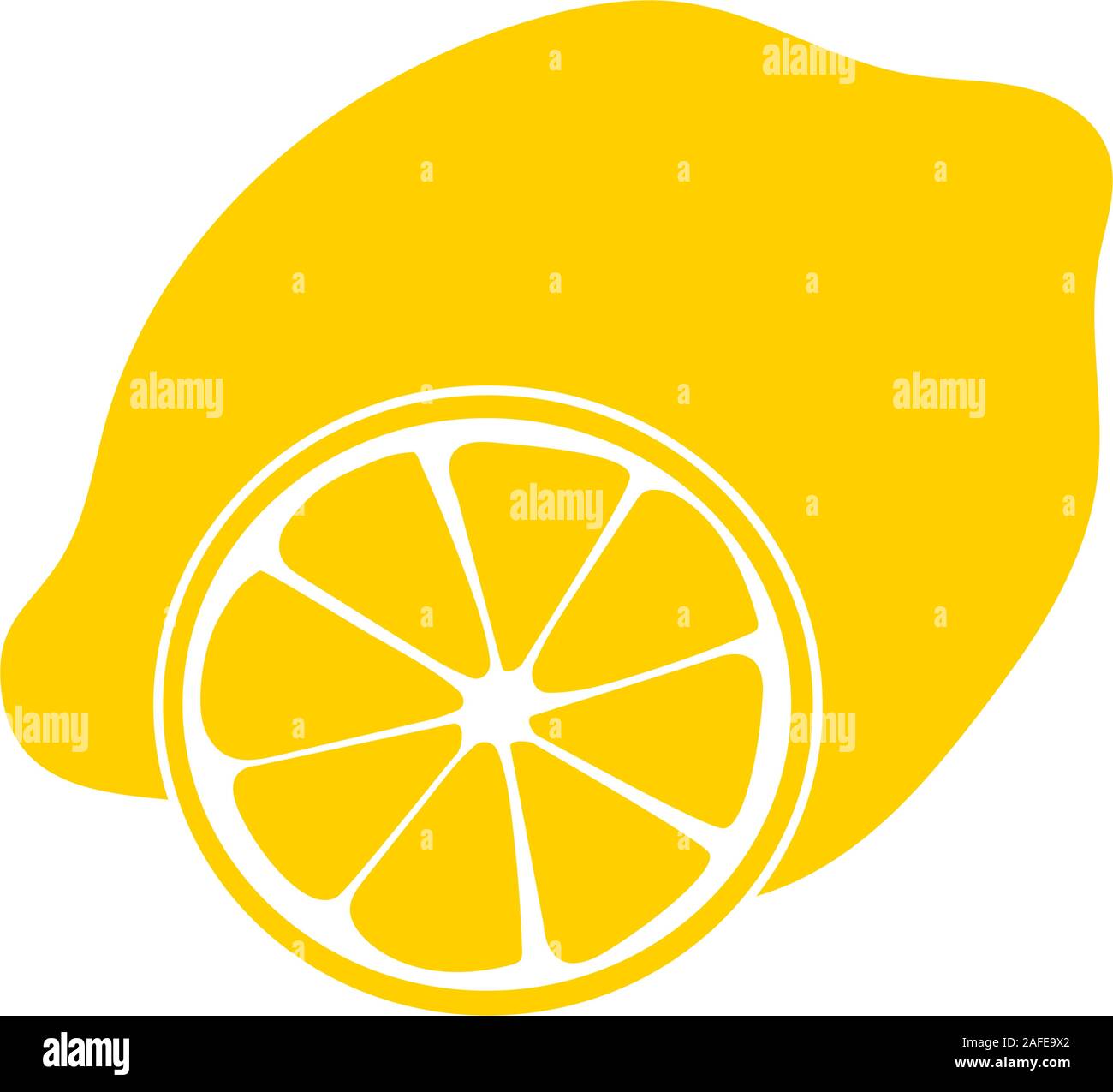 Lemon with leaves isolated on white background. Vector illustration for ...
