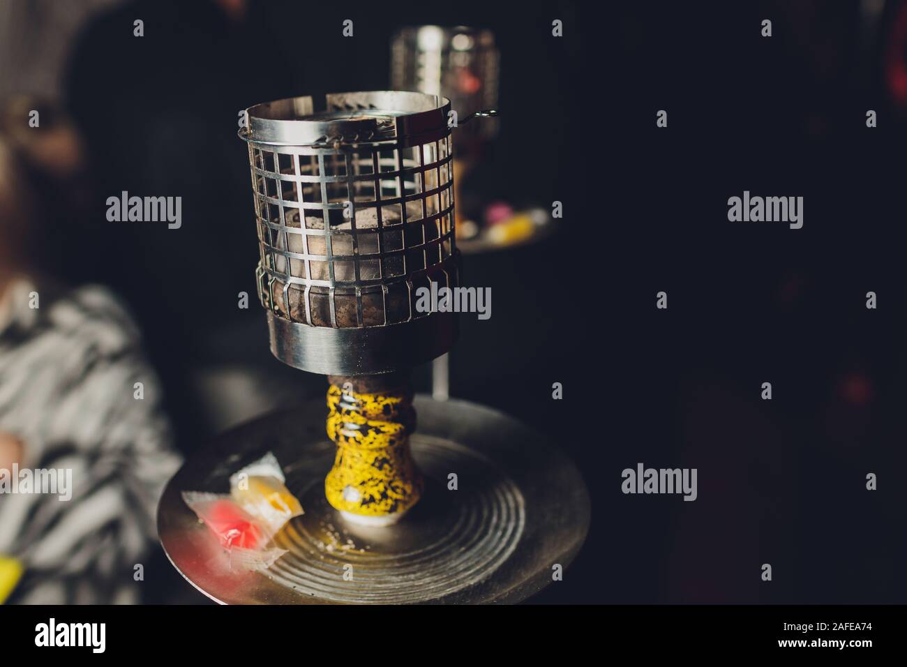 The hookah on the bar counter in a cafe Stock Photo - Alamy