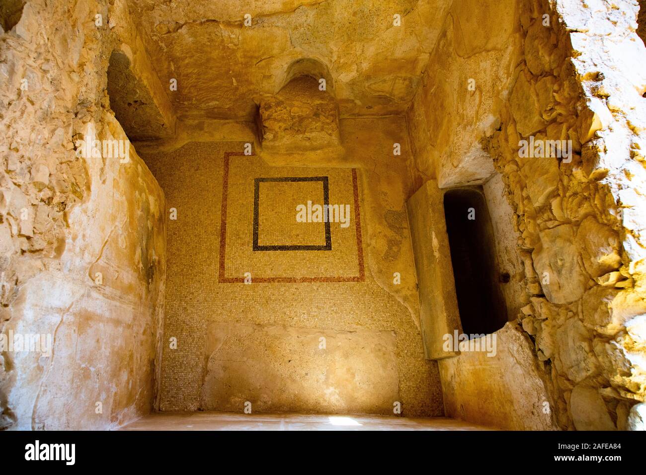 Remains of the Mosaic floor in a ritual bath (Mikveh) Masada national ...