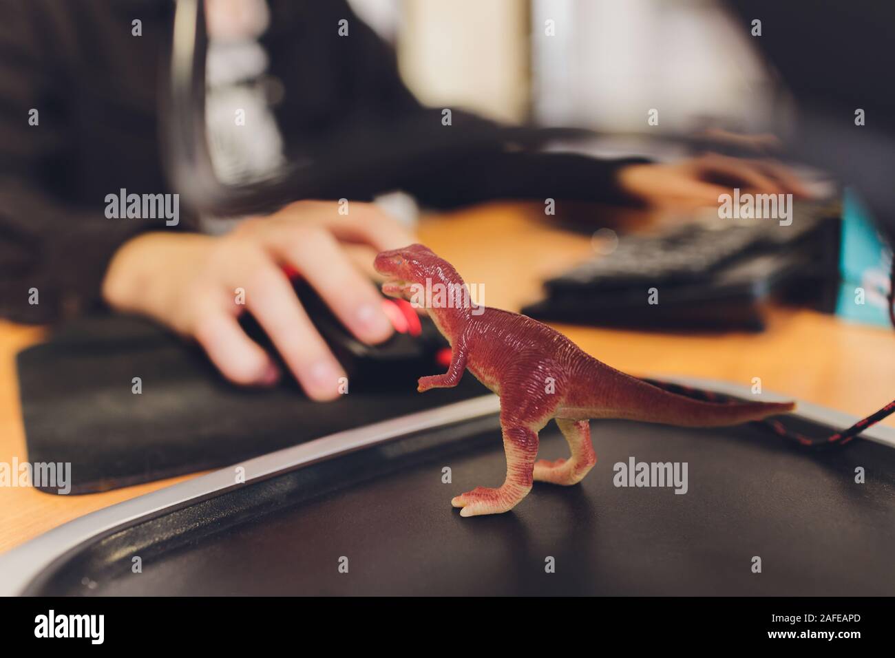 Shooting Tyrannosaurus T-rex Dinosaur against the background of a ...