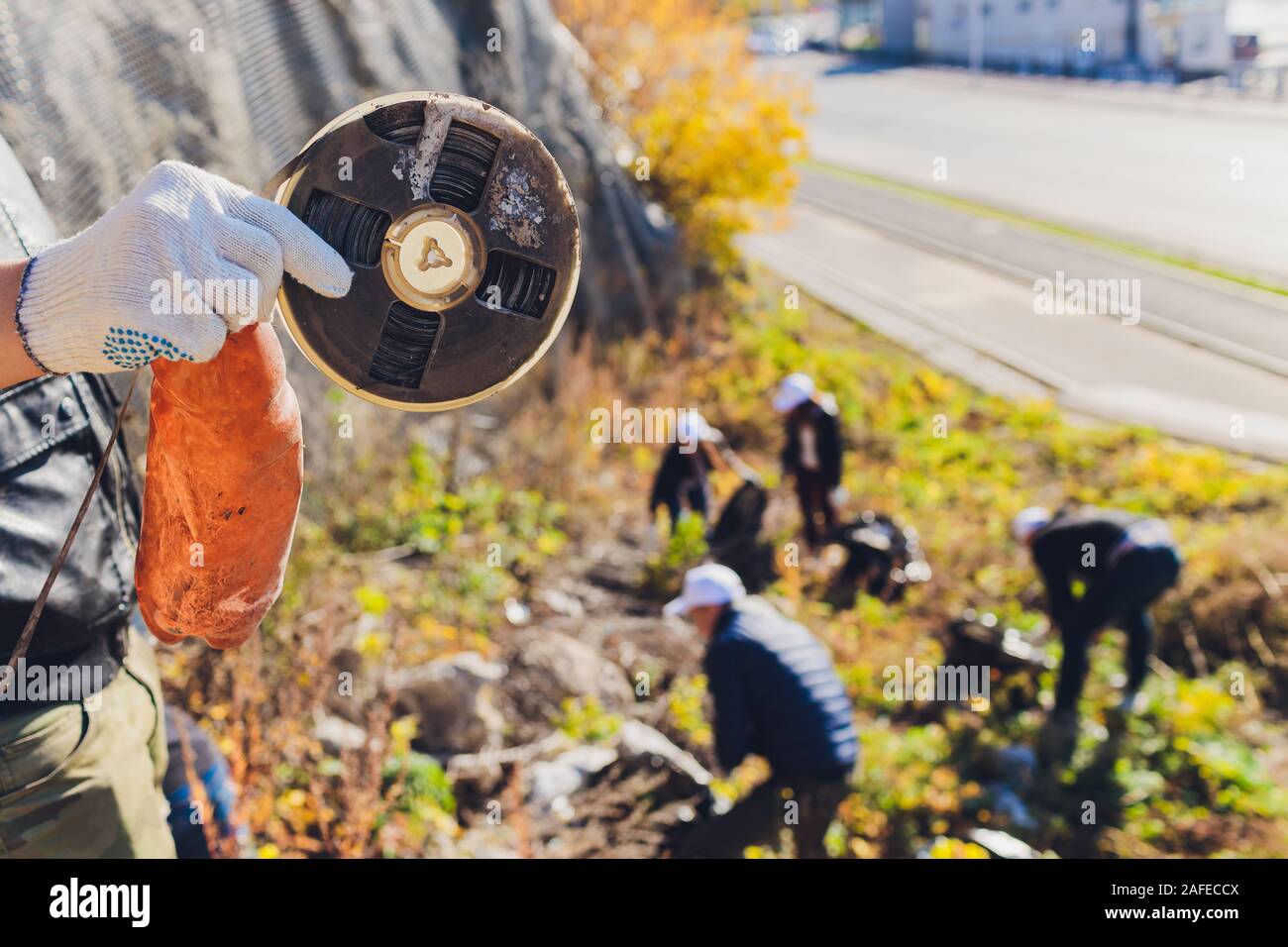 volunteers clean up trash in a park and on trails Stock Photo - Alamy