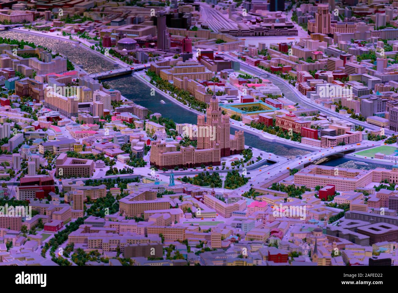 Moscow, Russia - JULY 2019: VDNKh, Moscow City scale model, shot of the ...