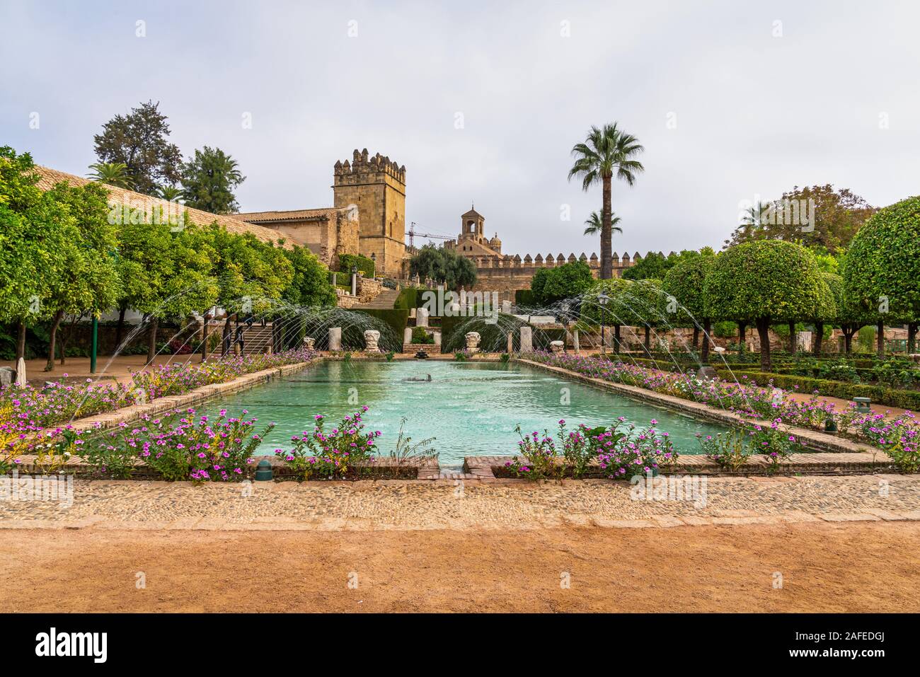 View of the gardens of the Alcazar of the Christian Monarchs, Alcazar de los Reyes Cristianos in ...