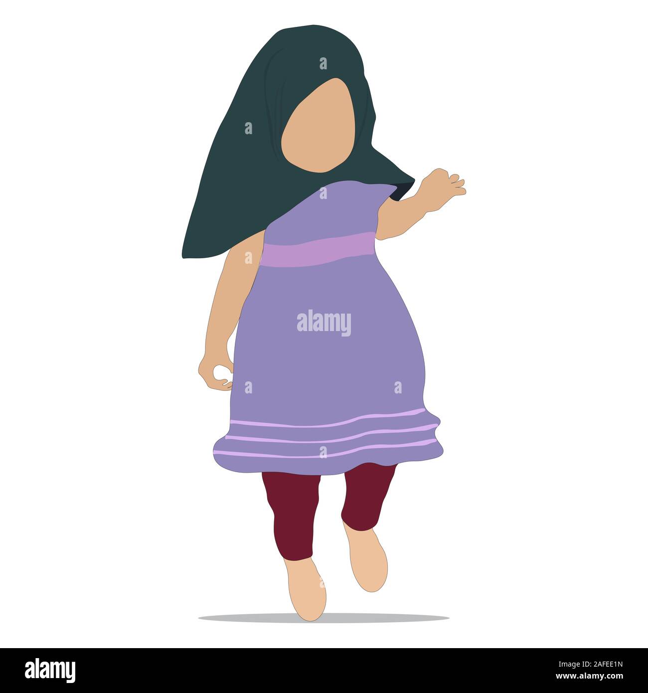 Vector Little muslim girl with hijab. Kid with beautiful dressing Stock ...