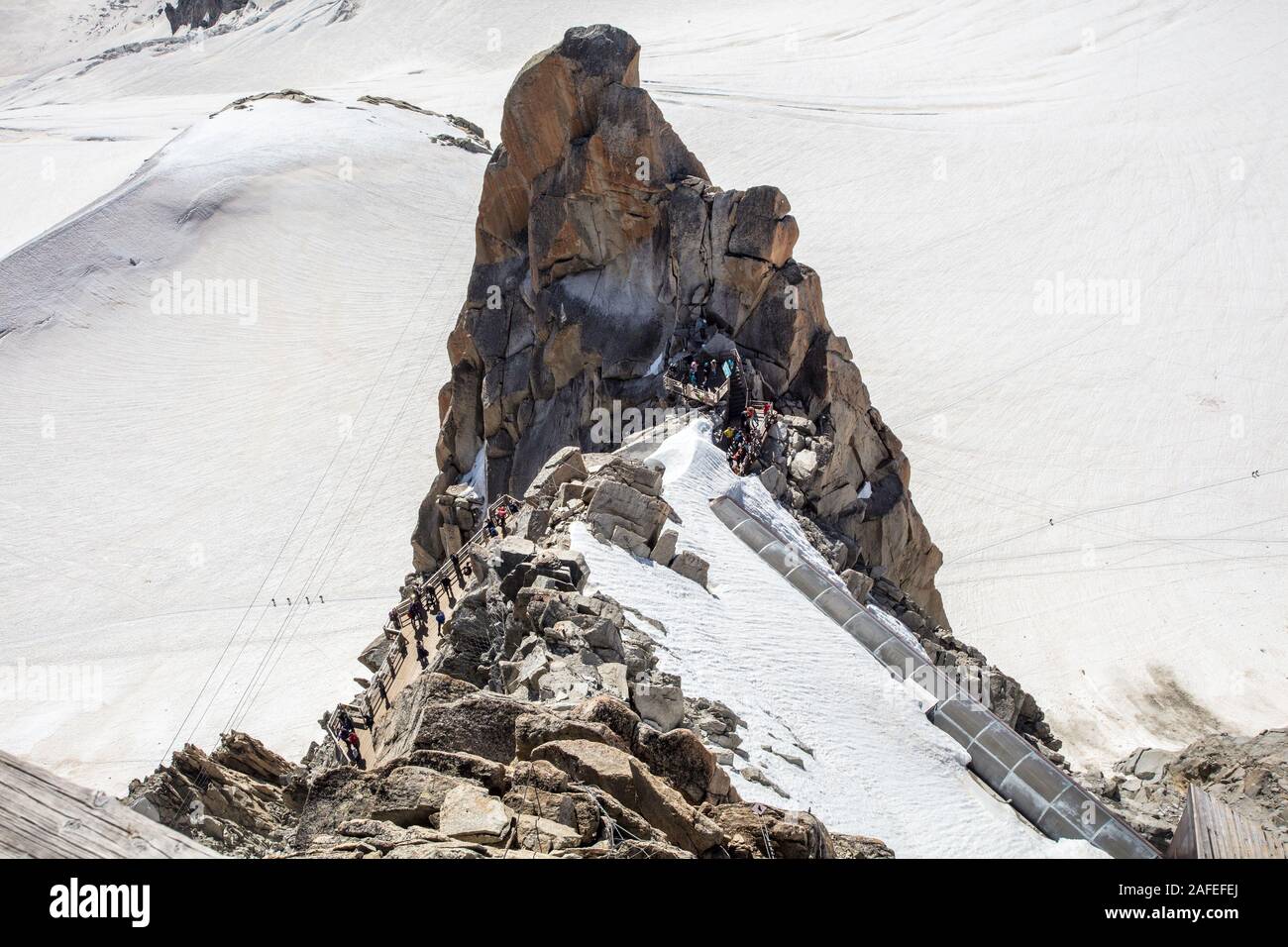 View from the Aiguille du Midi platform. Mont Blanc. Chamonix. France ...