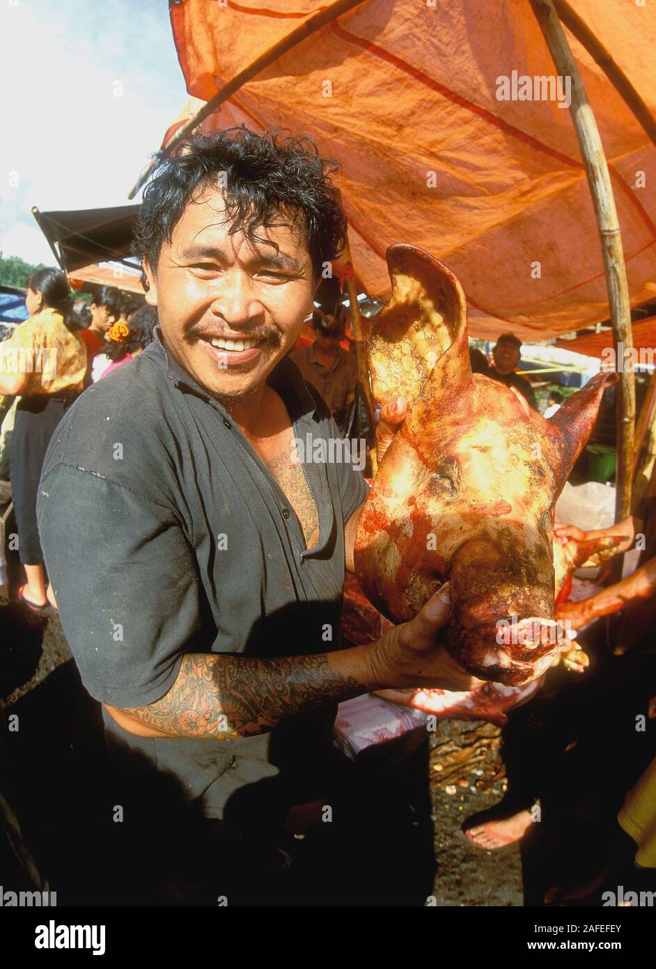 Saturday market and local people trading chilli in the village of ...