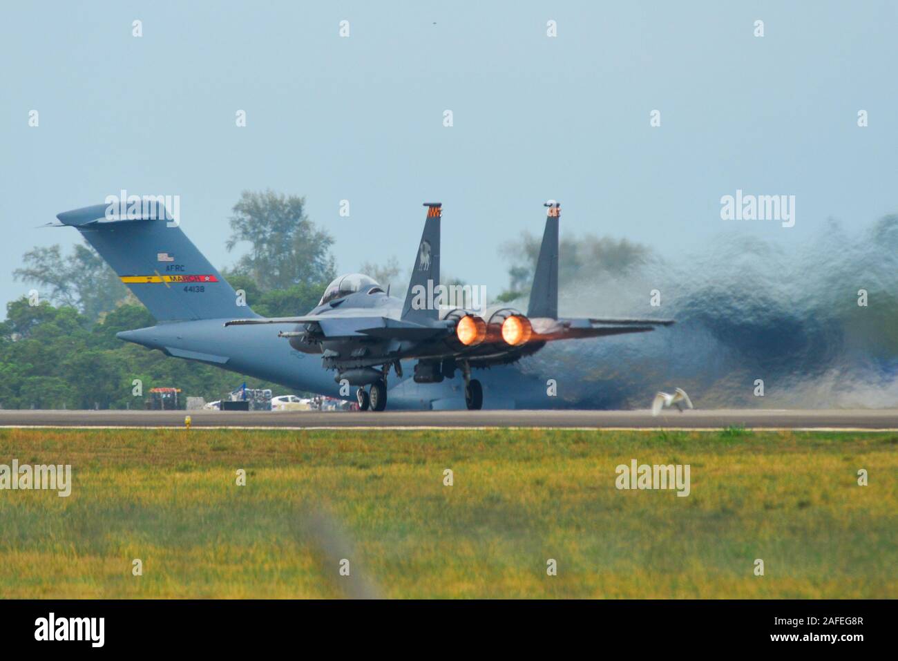 Langkawi, Malaysia - Apr 1, 2019. A McDonnell Douglas F-15SG Eagle ...