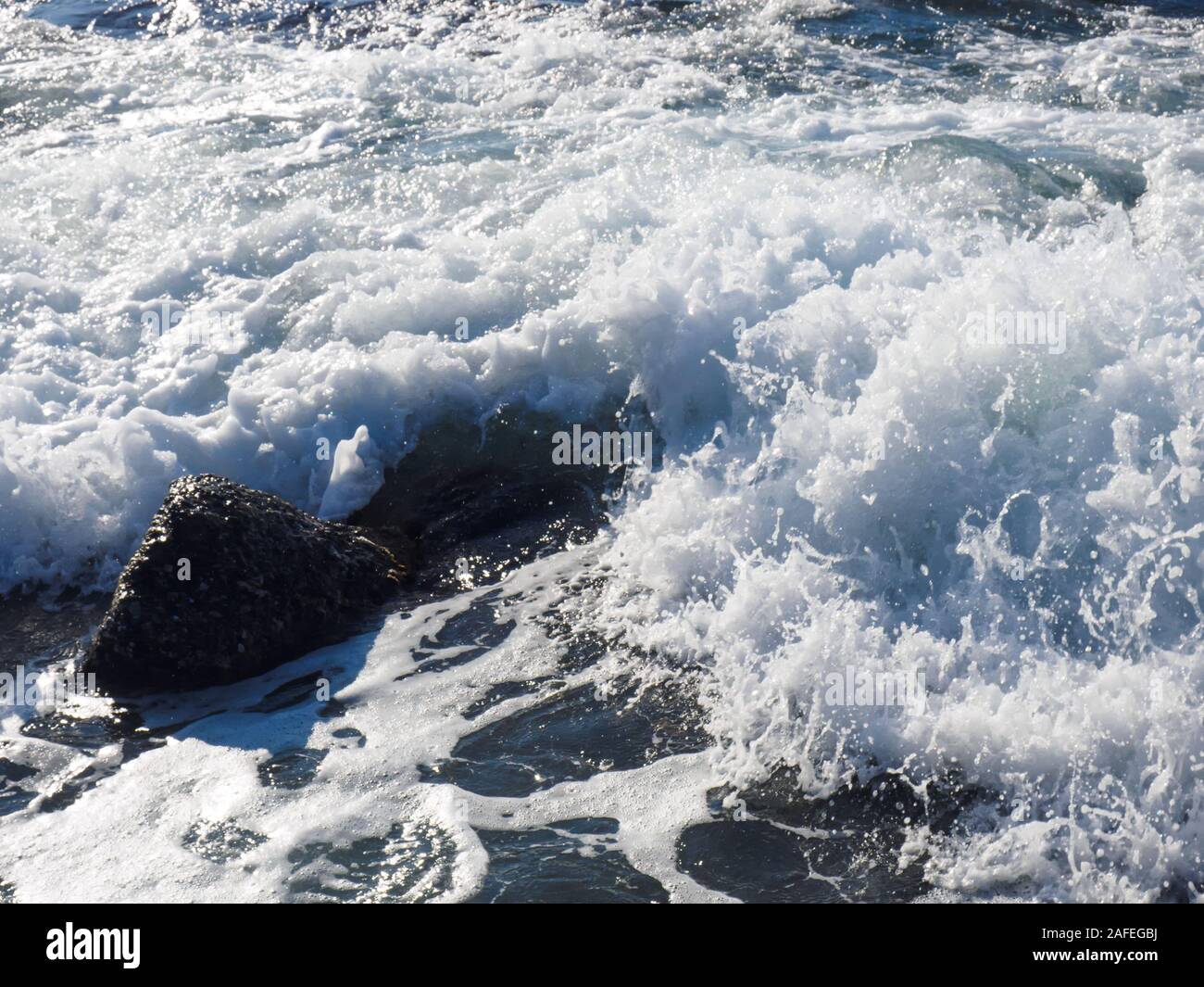 Sea waves splashes. Tuapse, Black Sea, Caucasus Stock Photo - Alamy